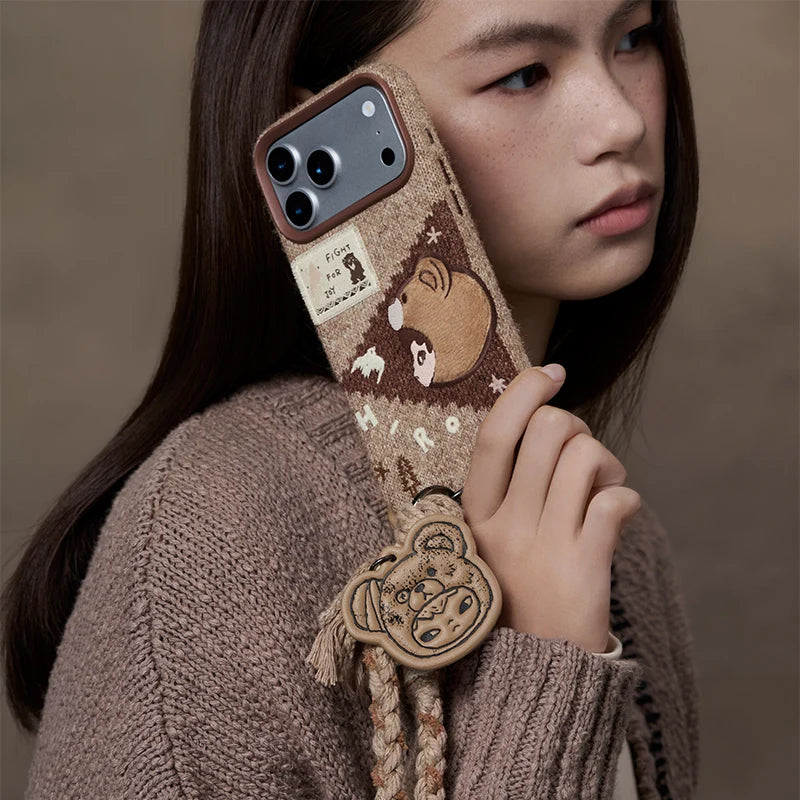 Genuine POP MART Hirono Road Journal Series-Knitted Patchwork iPhone C ...